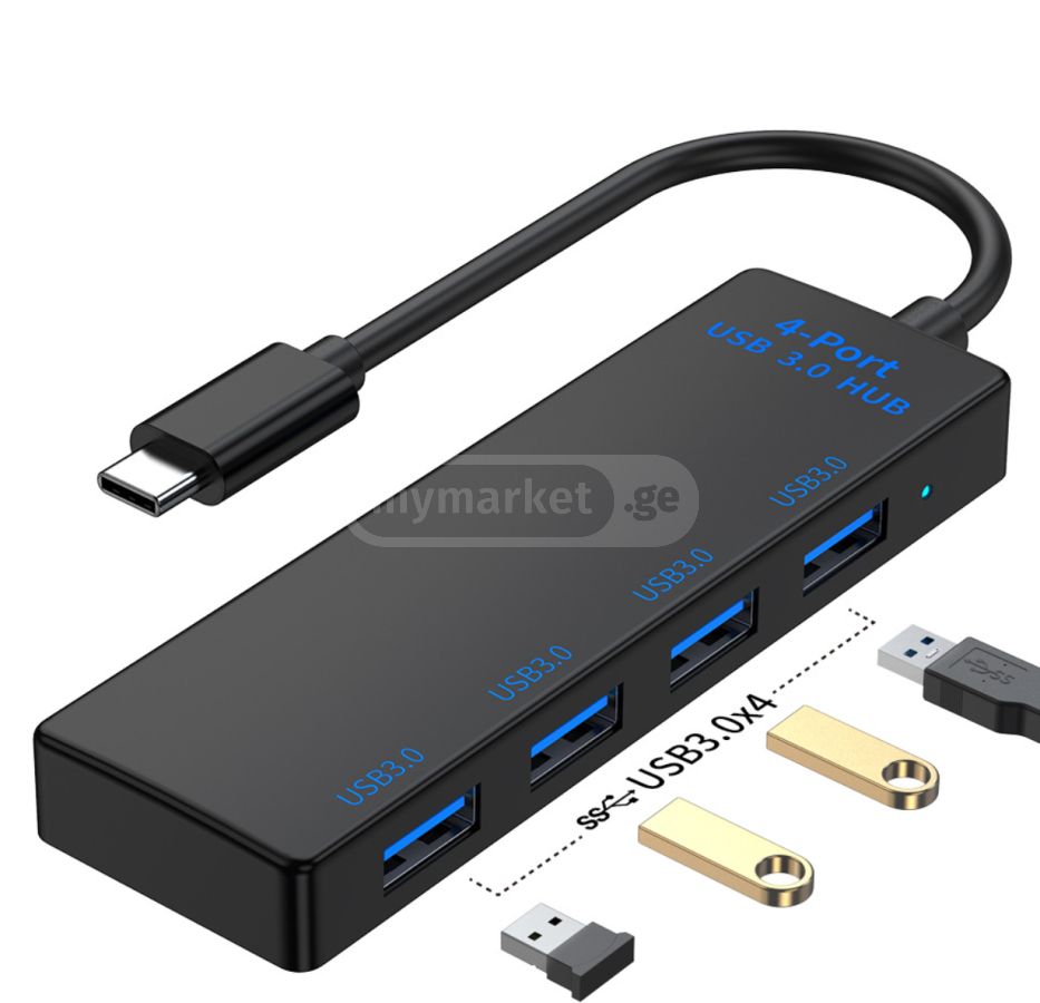 Type-C Hub - 4 USB 3.0 პორტით | 3.0 USB PORT | მეორადი და ახალი ნივთების ყიდვა-გაყიდვის ...